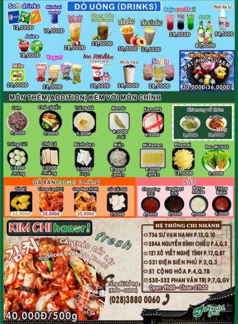 Hanuri Korean Fast Food: Review menu giá cả, kinh nghiệm ăn uống A-Z